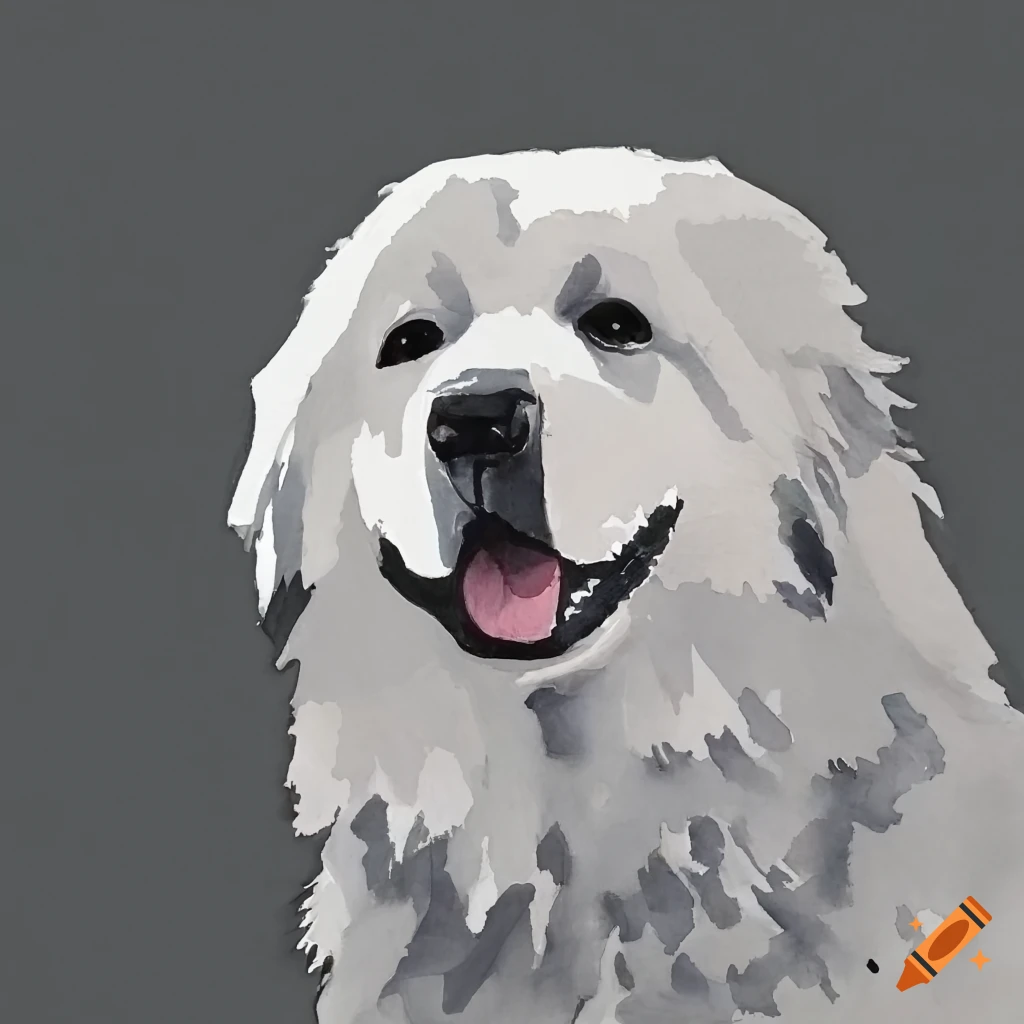 Great pyrenees watercolour painting on Craiyon