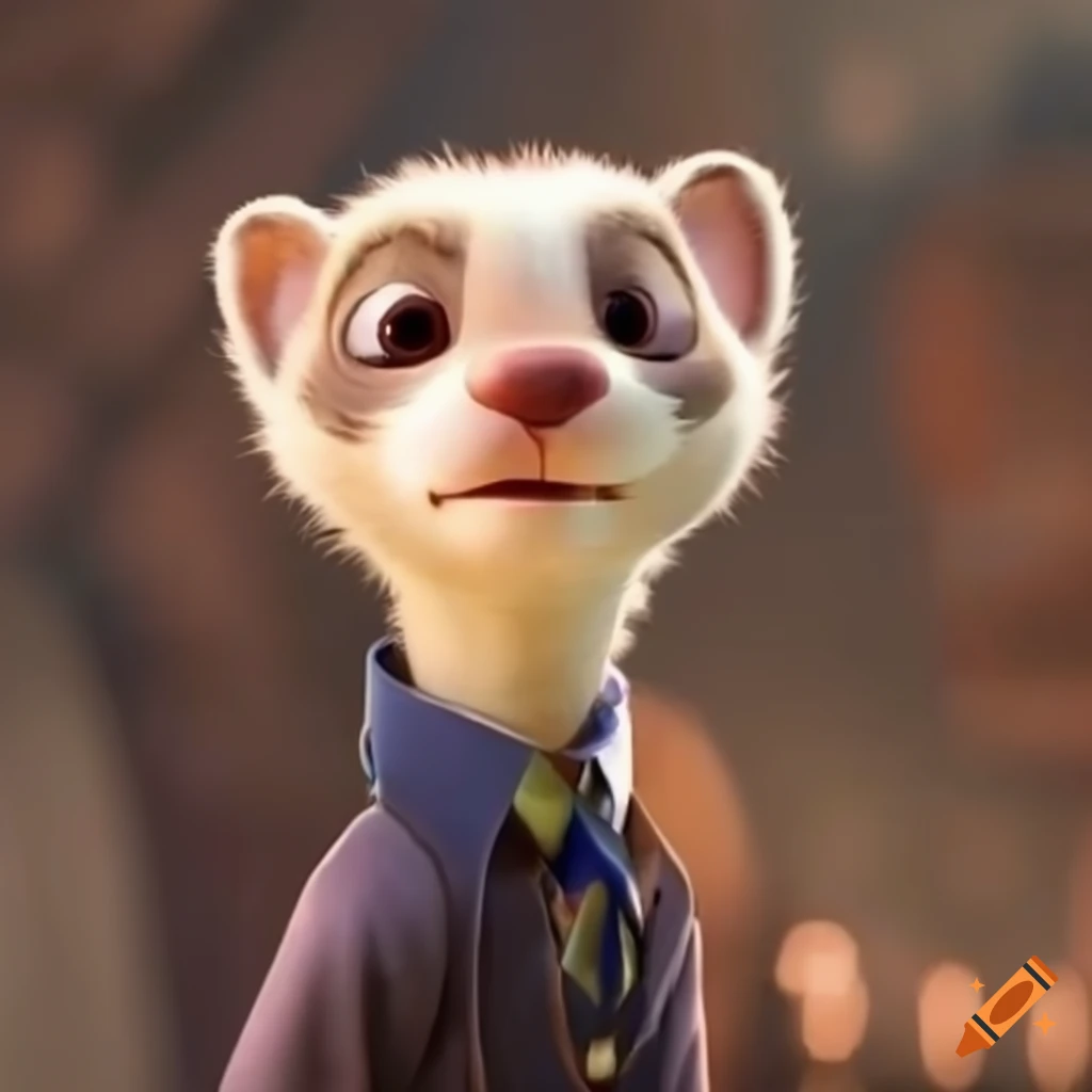 Anthropomorphic ferret as a zootopia movie character on Craiyon