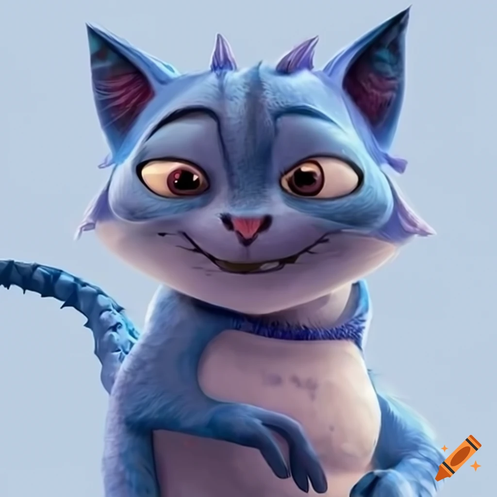 Pixar cat dragon character design on Craiyon