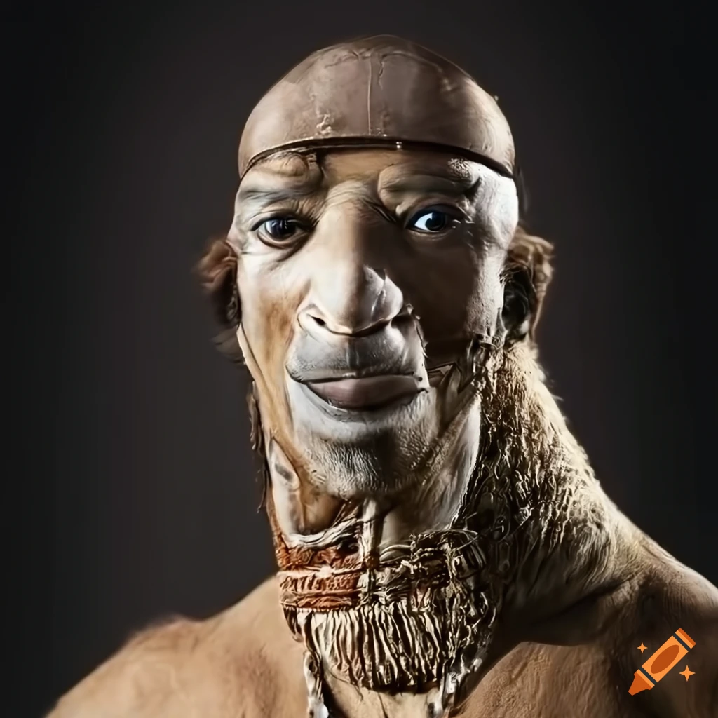 Long neck camel head humanoid fighter warrior photorealistic high ...