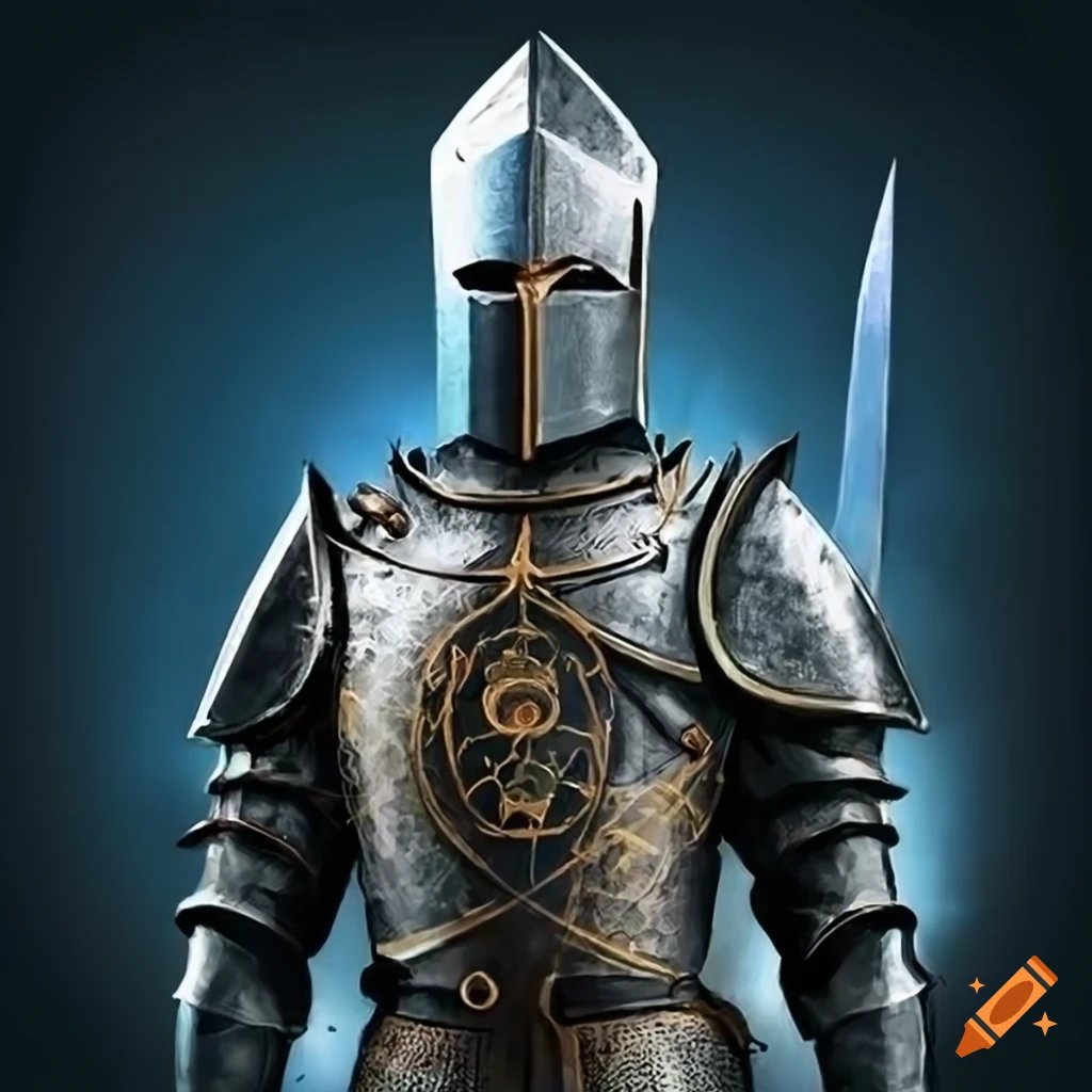 Knight with sword radiating electricity