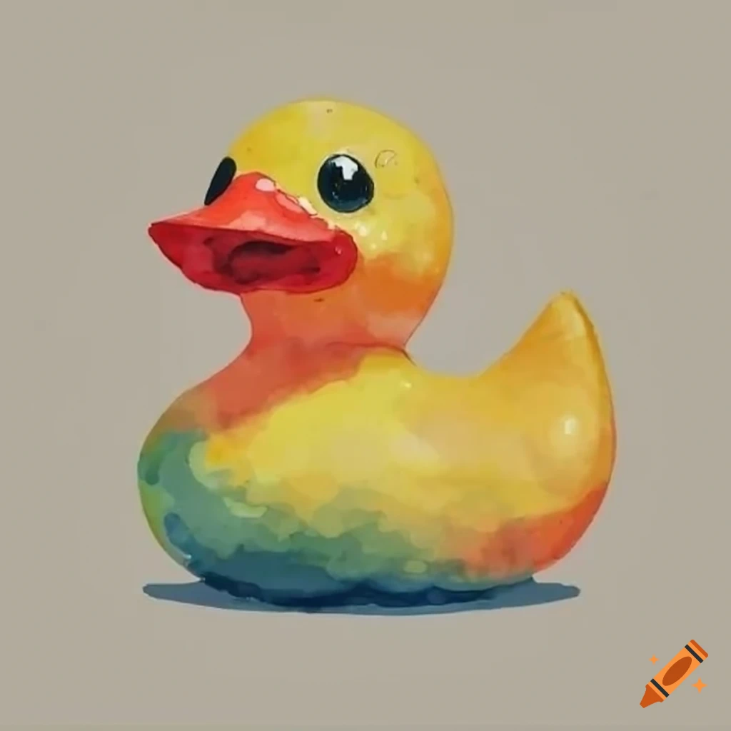 A cute rubber duck in a doodle art
