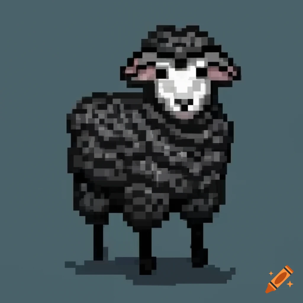 Black sheep, pixel art on Craiyon