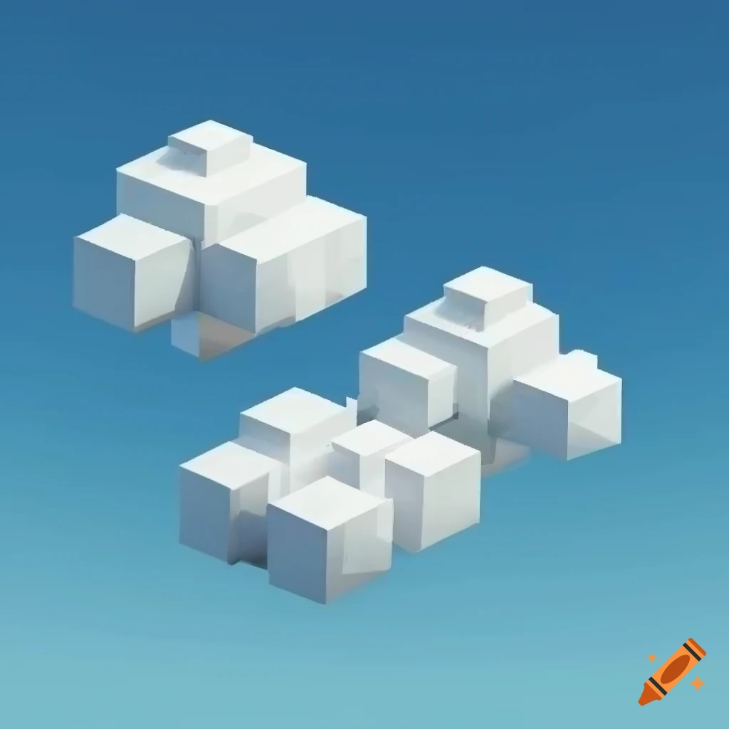 Cloud sky minecraft isometric on Craiyon