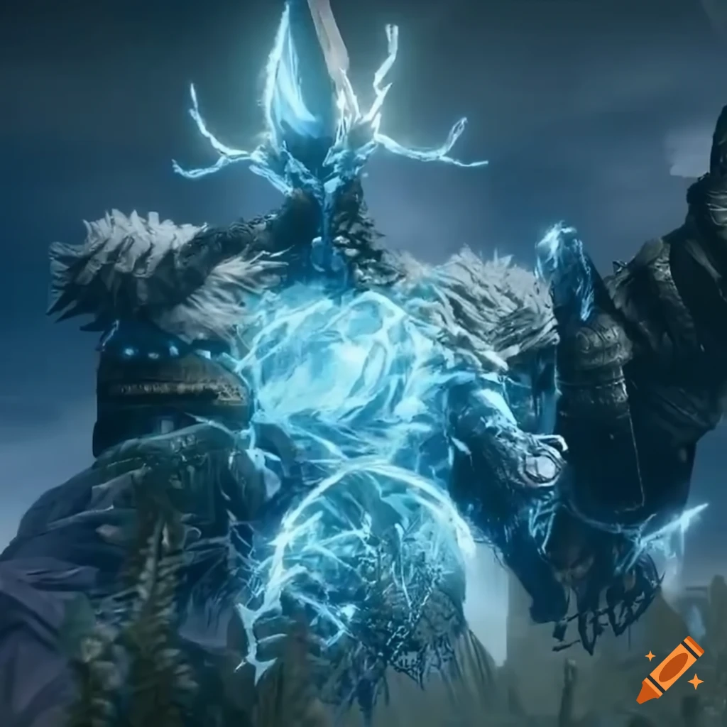 Elden ring, new boss, storm king, frost magic on Craiyon