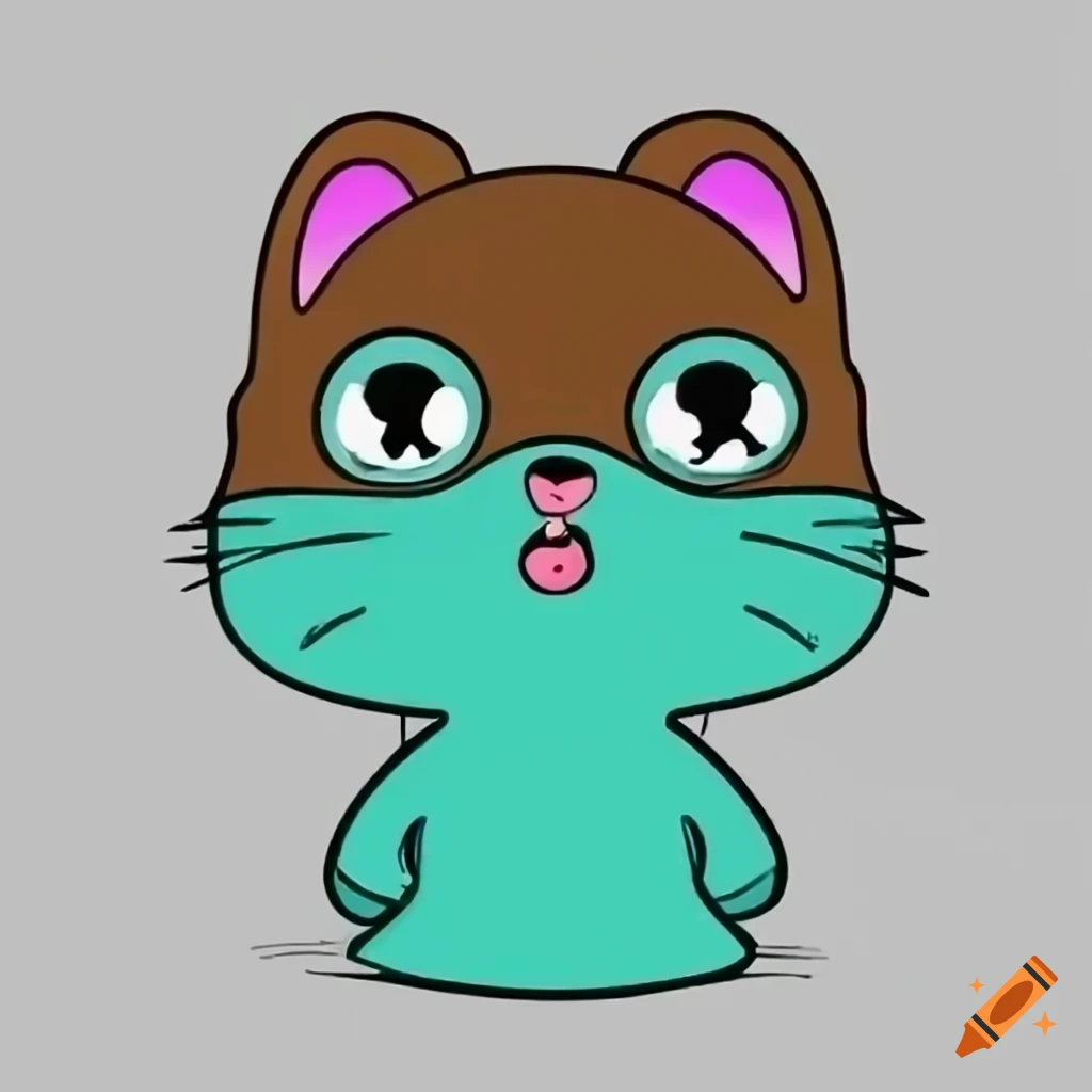 A cute cat drawn looking like golang's gopher mascot, with the teal ...