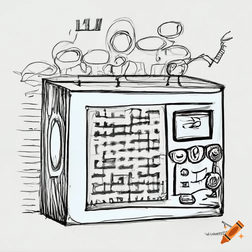 Hyperdimensional computing, cartoon drawing on white paper