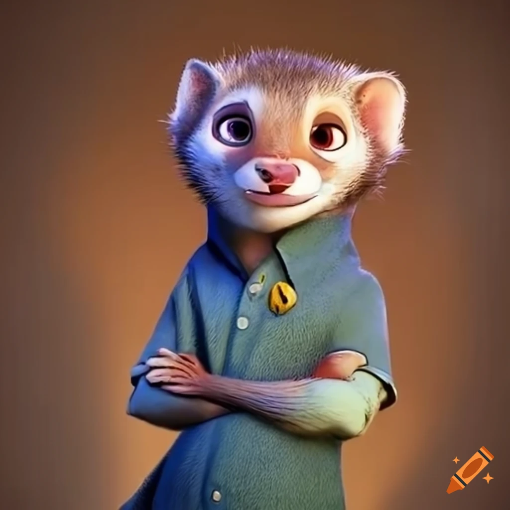 Anthropomorphic ferret as a Zootopia movie character on Craiyon