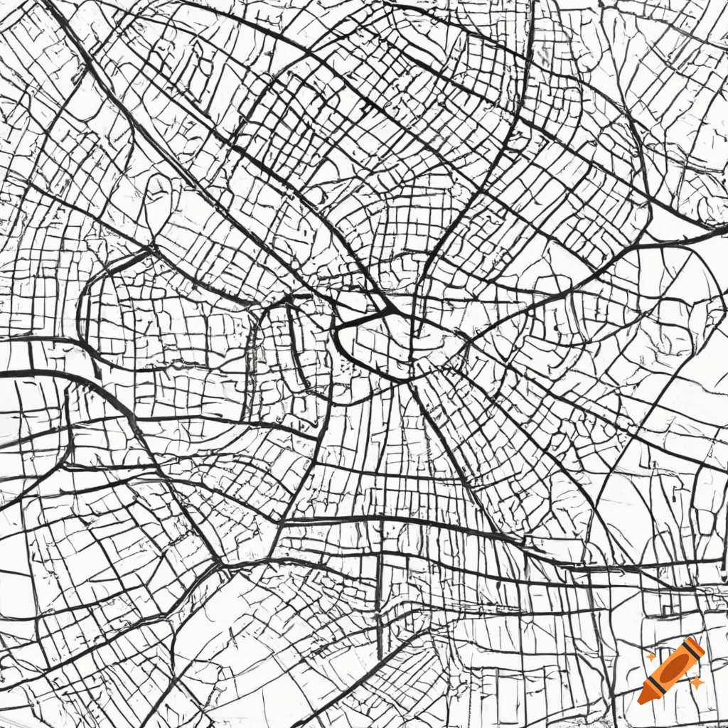 City map black and white on Craiyon