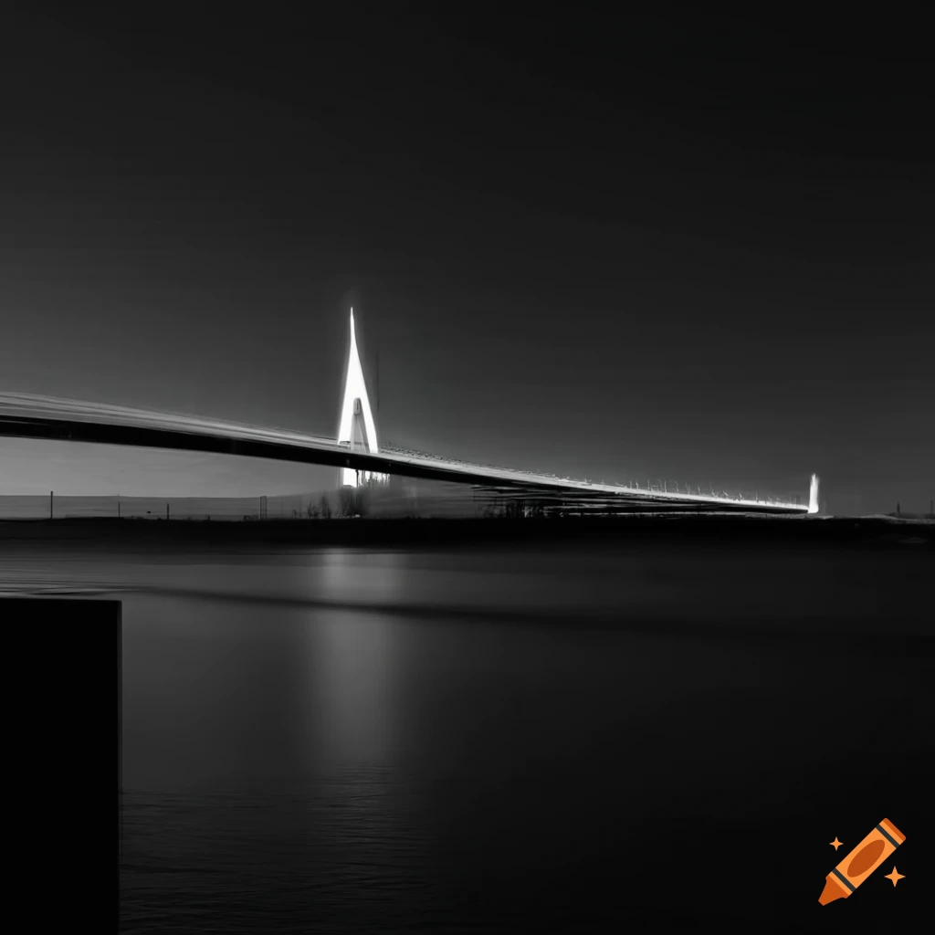 Cable-stayed bridge, creative mobility, black and white on Craiyon