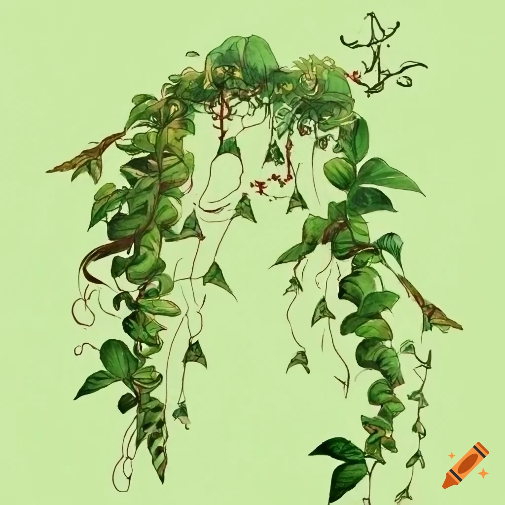 Vine, plant, hanging, drawing, sketch, cartoon, green, elegent, fancy ...