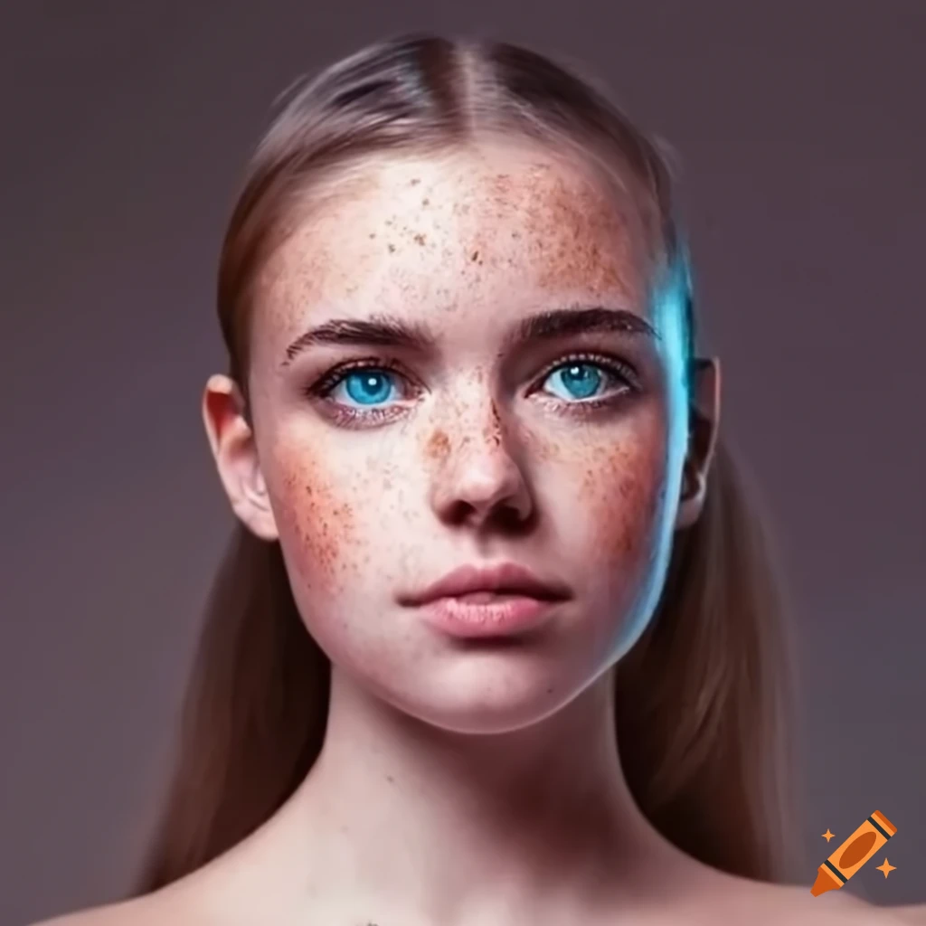 Beautiful young woman very light freckles on Craiyon