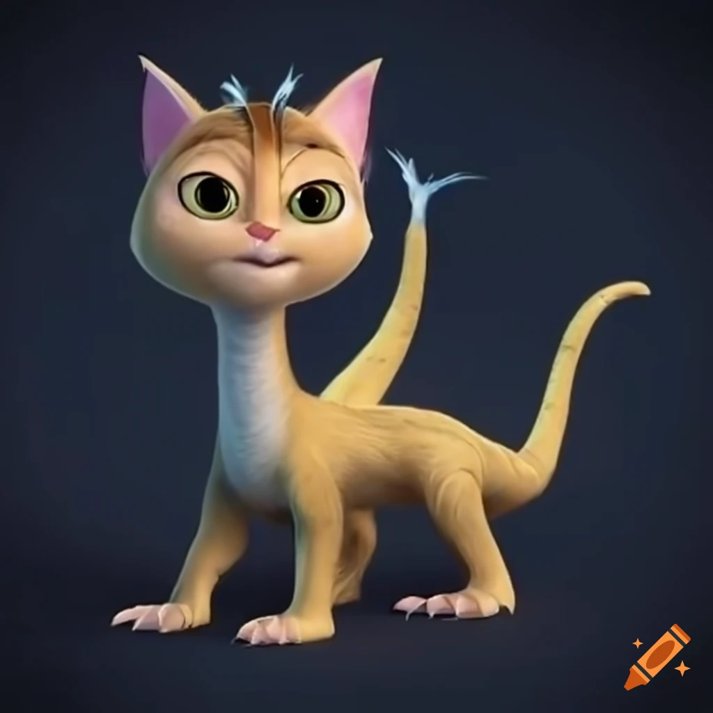 Pixar cat dragon character design on Craiyon