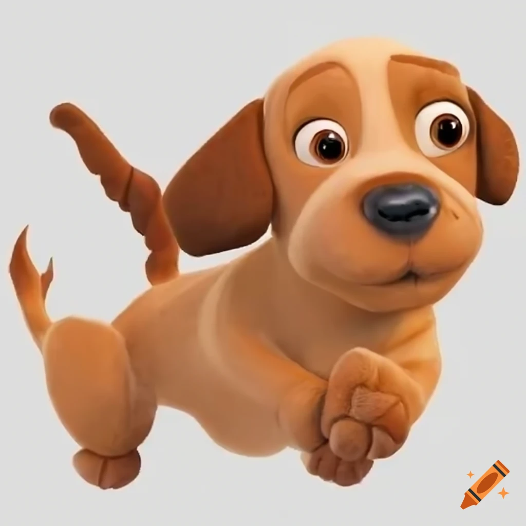Running pixar style puppy character on Craiyon