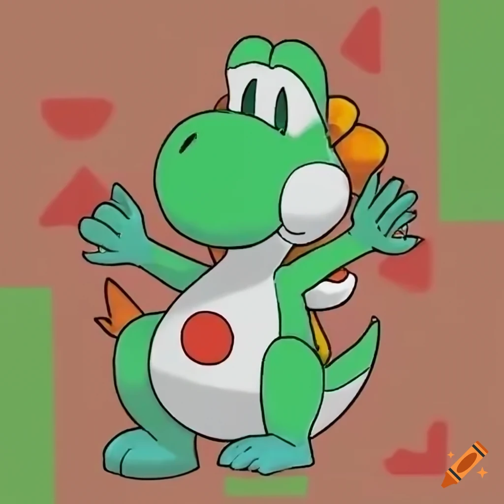 Yoshi with his pokemon team ready to battle on Craiyon