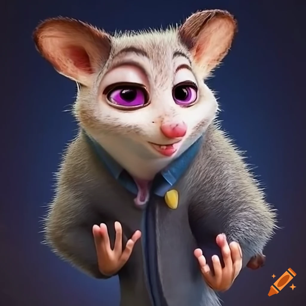 Anthropomorphic possum as a Zootopia movie character on Craiyon