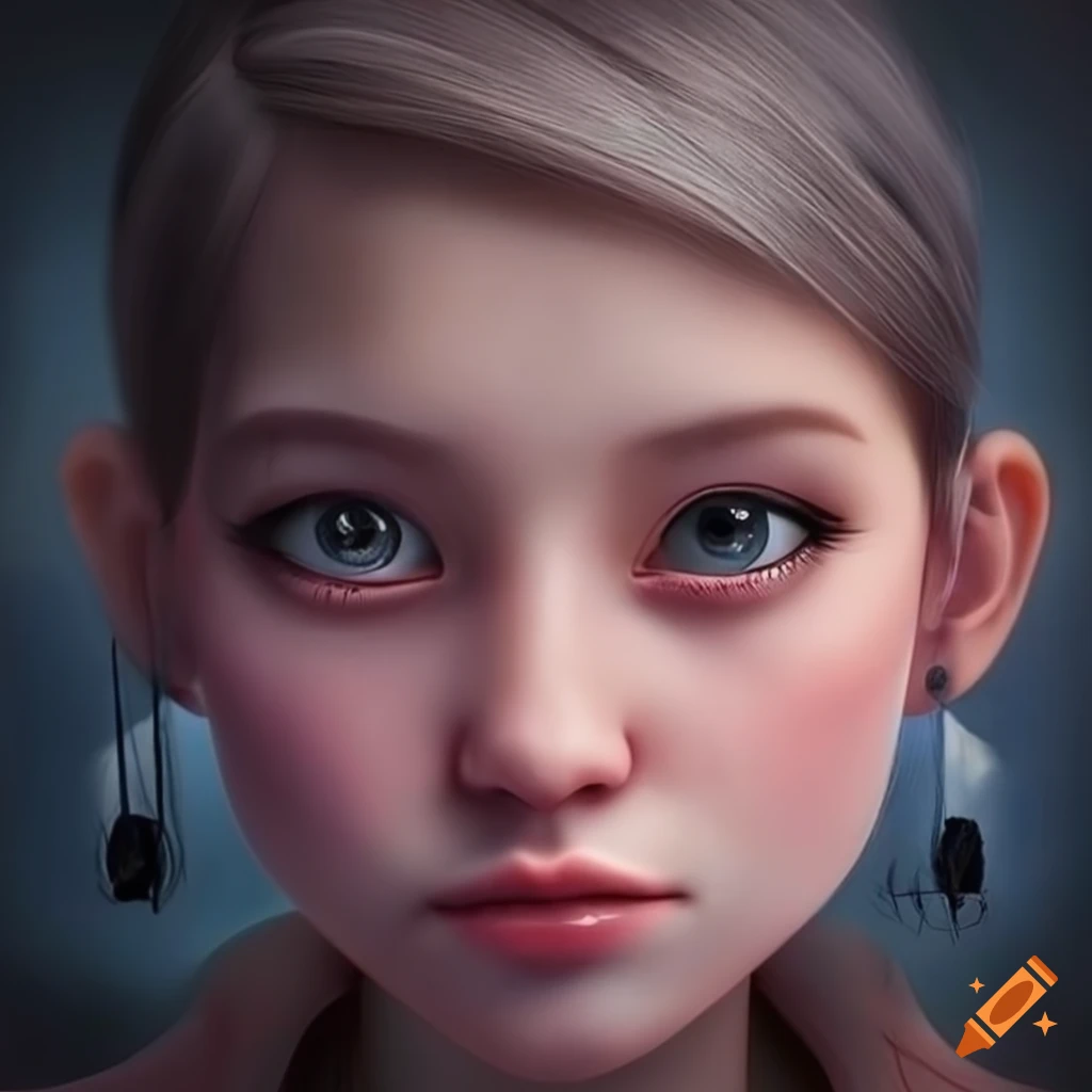Beautiful tween-girl portrait real-life super-detailed enhanced surreal ...