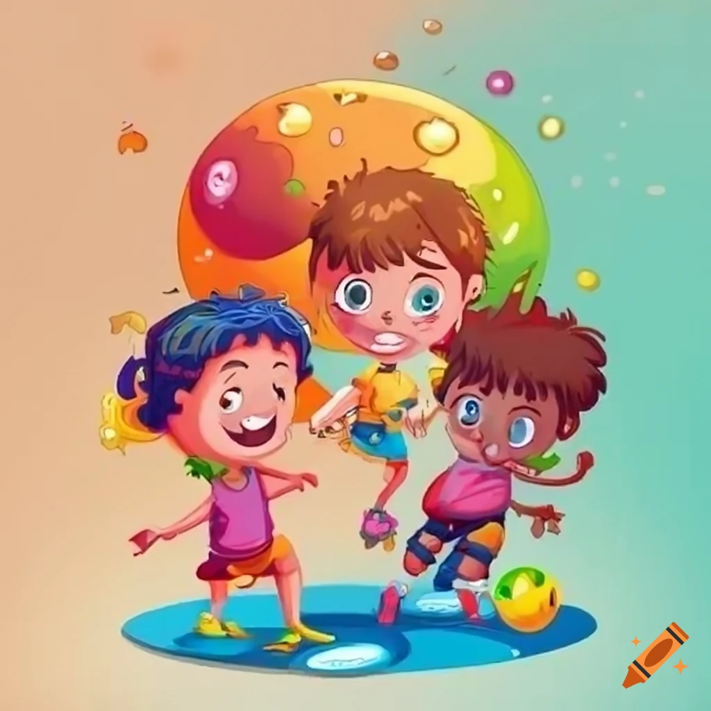 Children playing cartoon on Craiyon