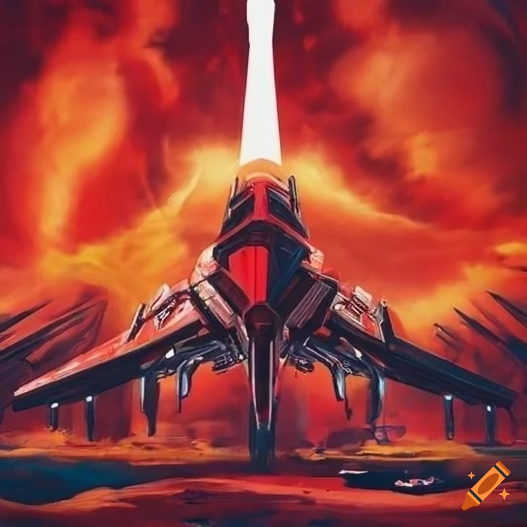 70s sci fi jet red art