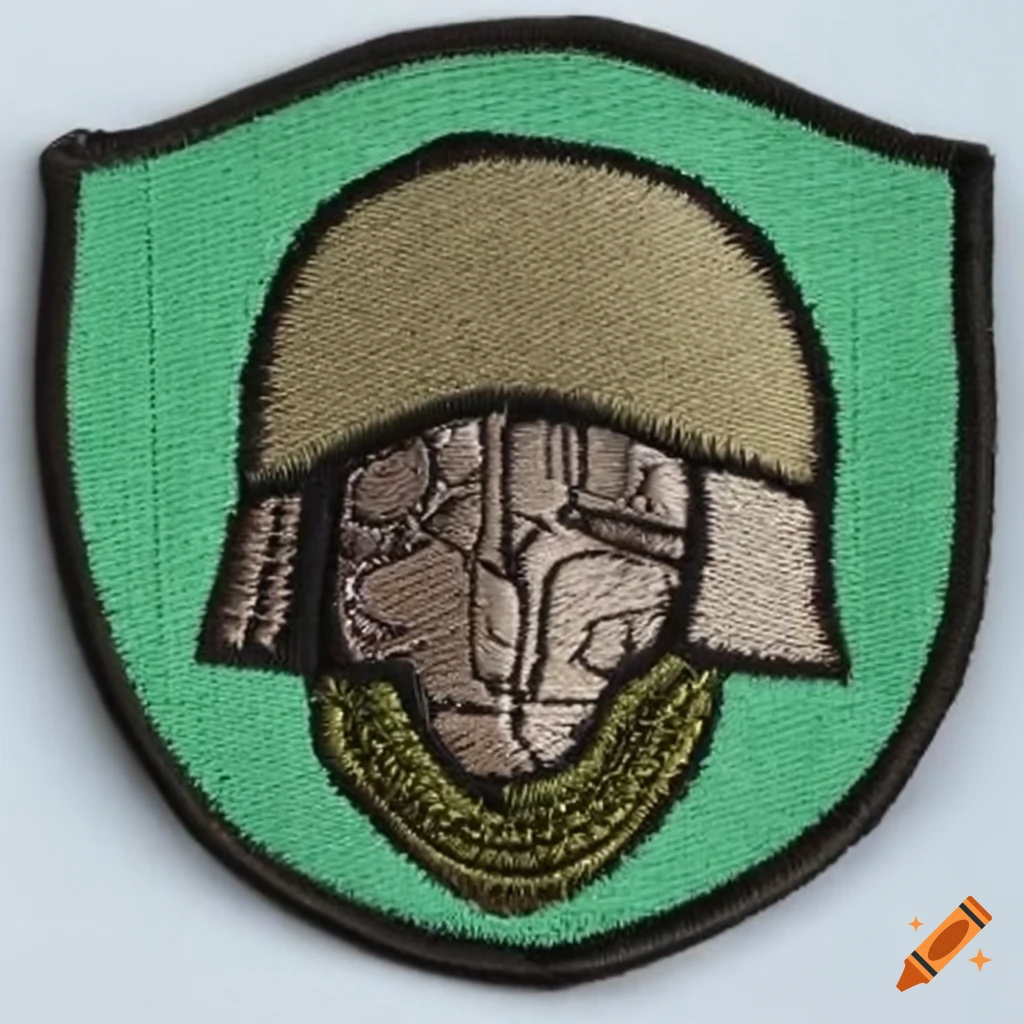 Embroidered patch of a soldier's helmet on Craiyon