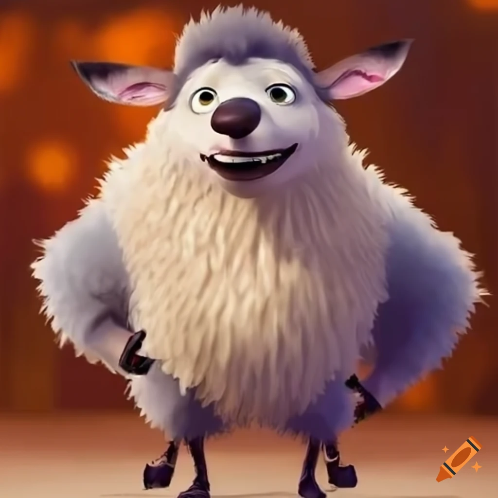 Pixar wolf-sheep hybrid character design