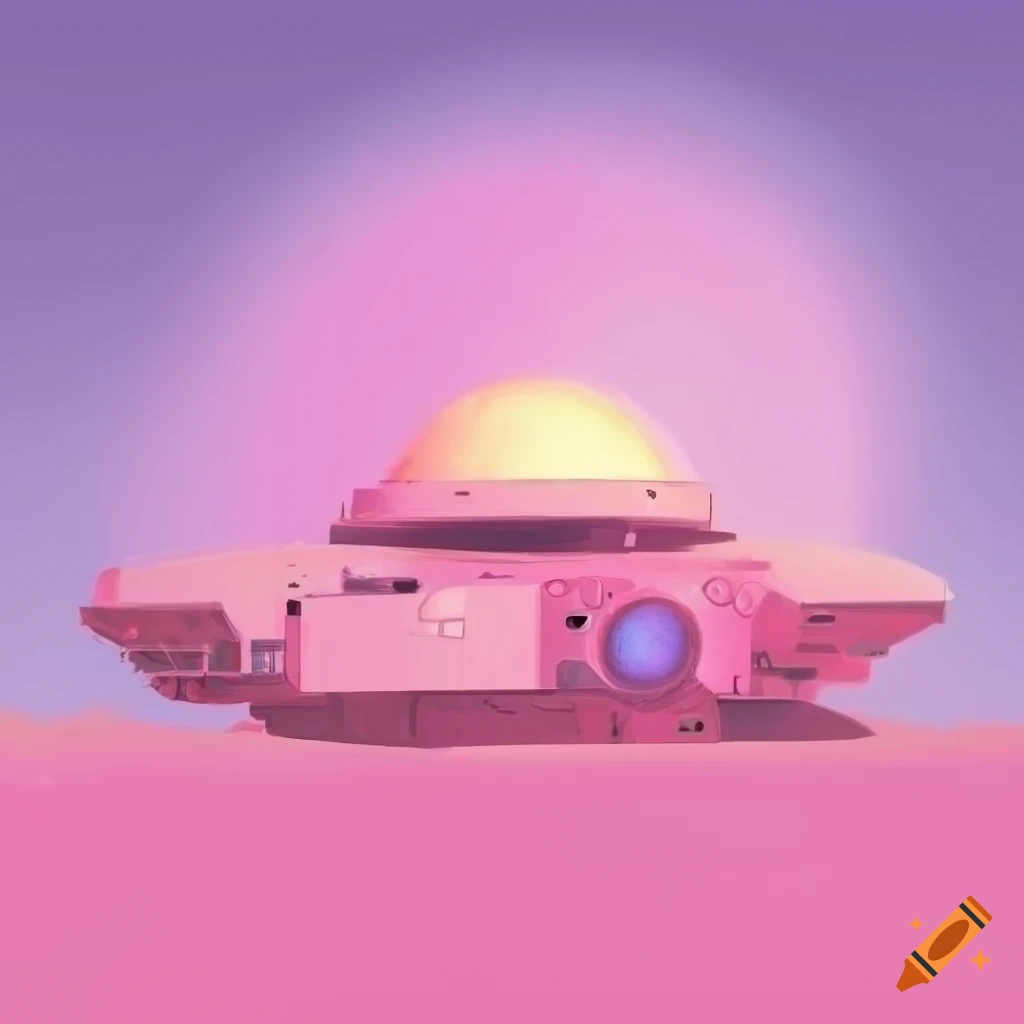 70s sci fi engine pastel pink art on Craiyon