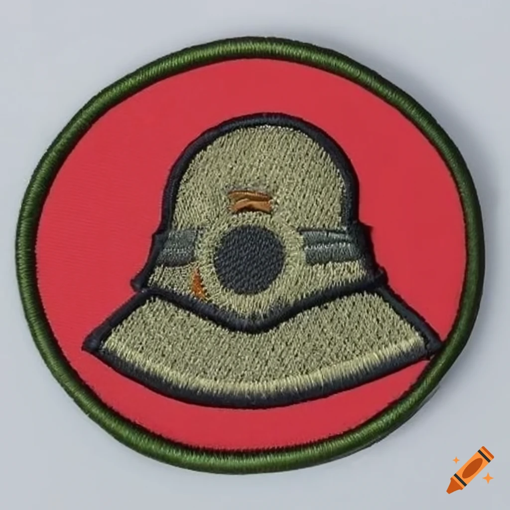 Embroidered patch of a soldier's helmet