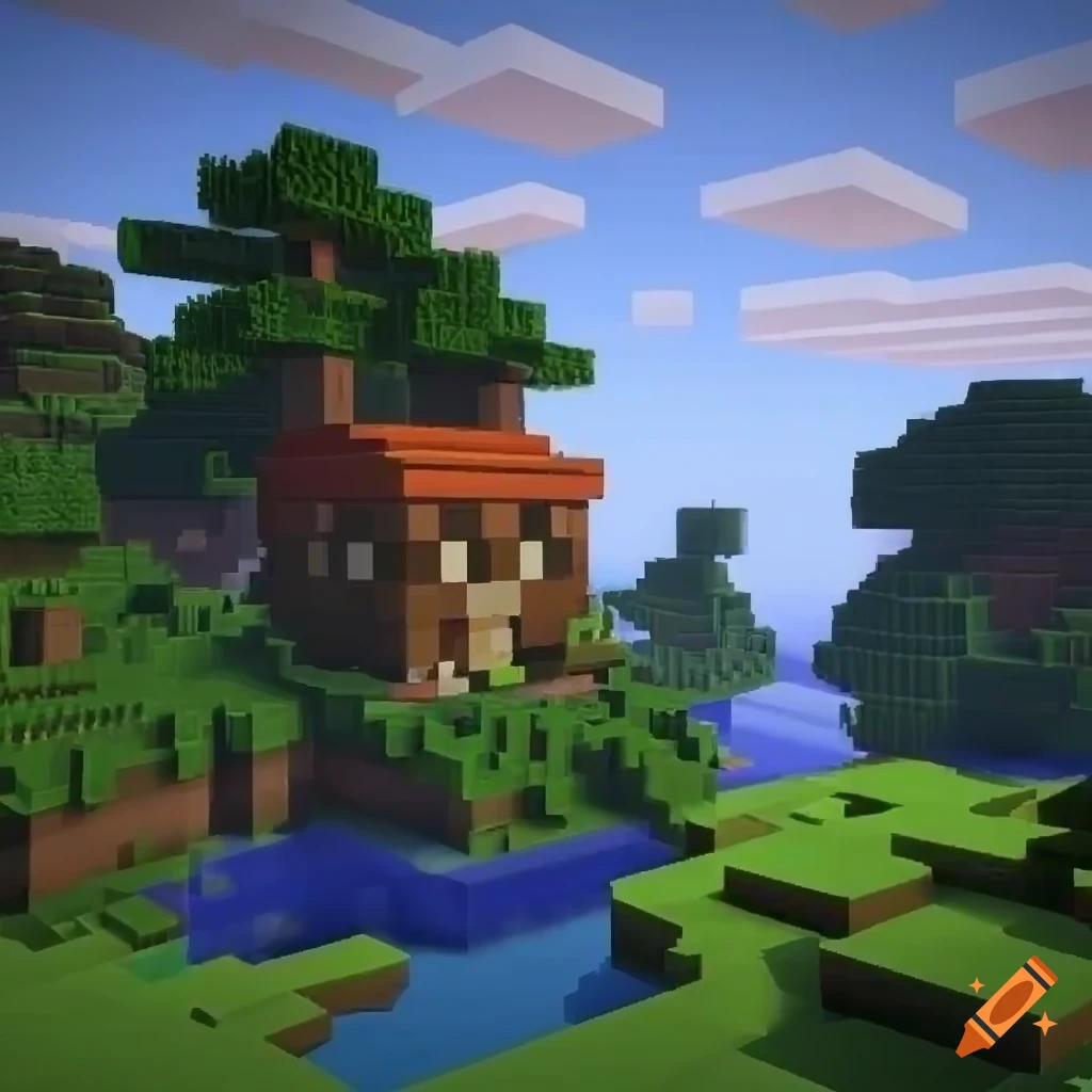 Screenshot of a minecraft world in progress on Craiyon