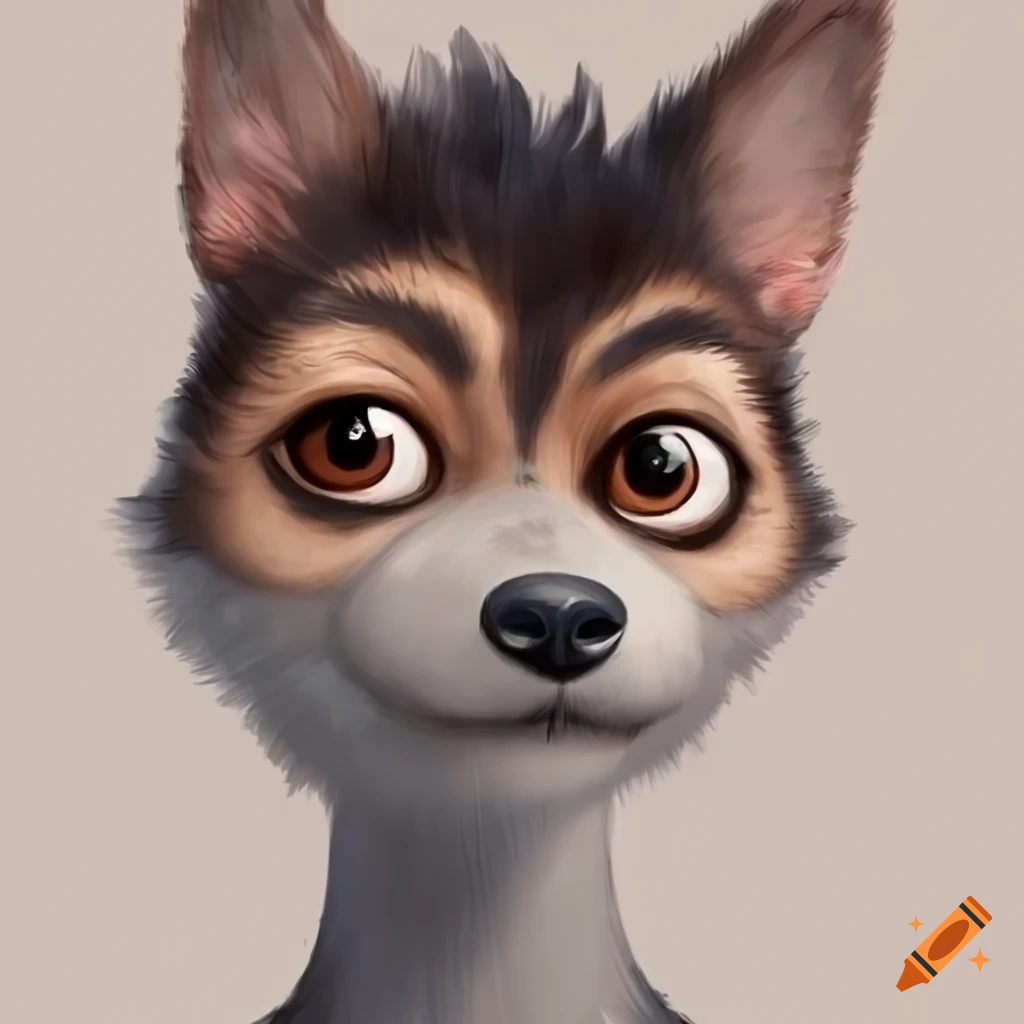 Pixar calico wolf character design