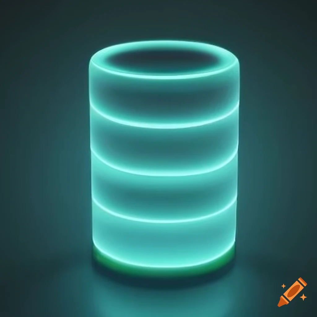 A glowing database cylinder on Craiyon