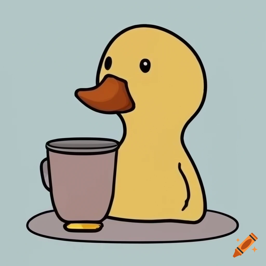 A cute duck drinking a coffee digital ilustration on Craiyon