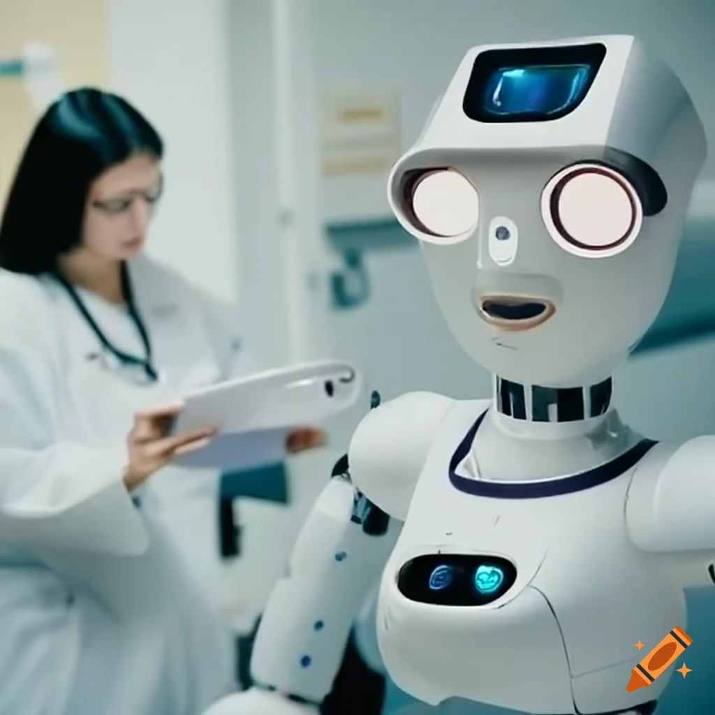 Robots helping doctors in a state-of-the-art hospital room