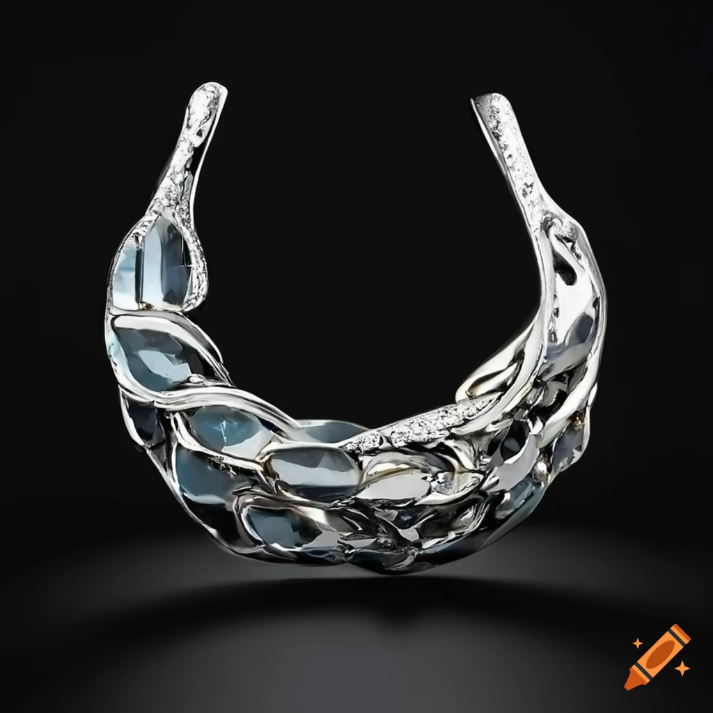 Platinum and gold sci-fi, futuristic, and organic shaped jewelry with ...