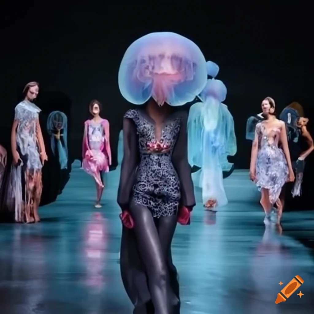 Jellyfish inspired fashion collection show on Craiyon