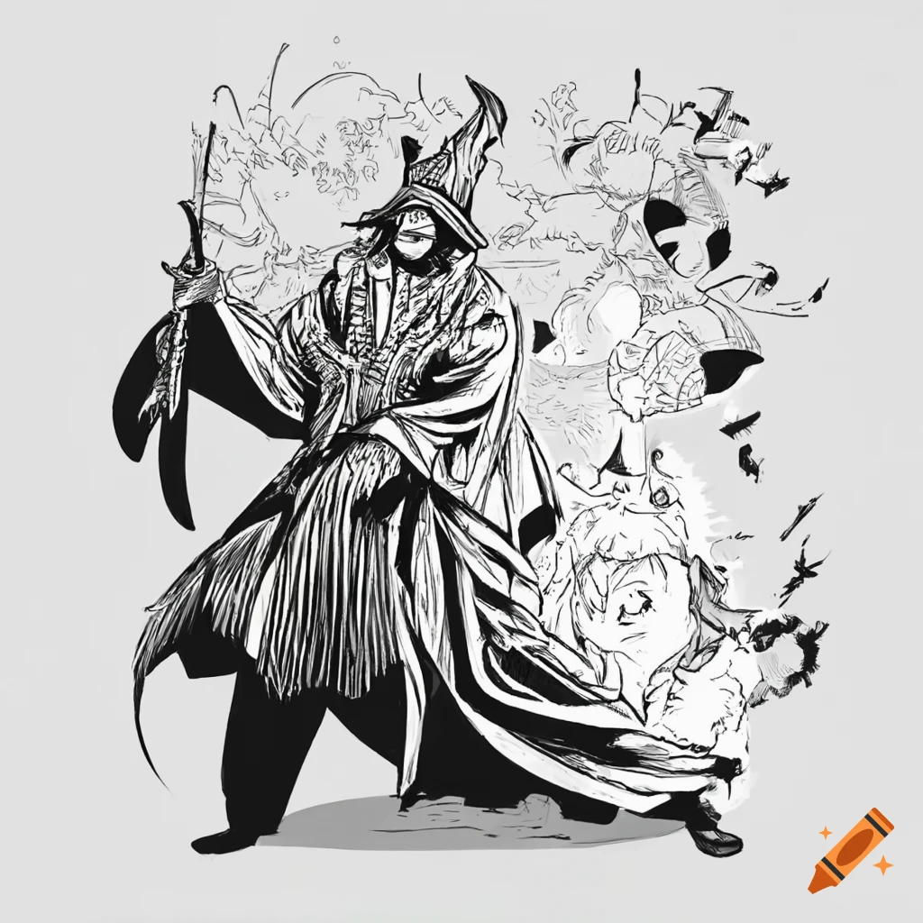 Wizard from magic academy in manga style