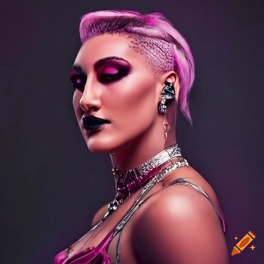 Rhea ripley dressed in pink on Craiyon