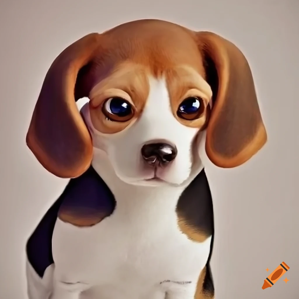 Pixar beagle puppy character design on Craiyon