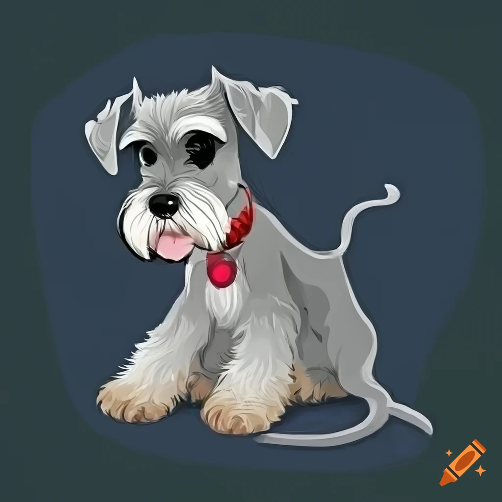 Digital art of a playful schnauzer puppy by pixar