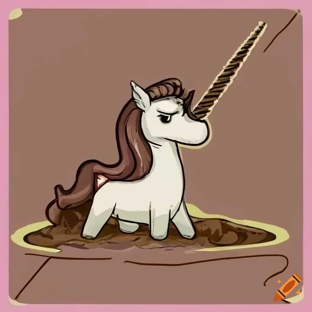 An illustration of a unicorn submerged in muddy brown sludge