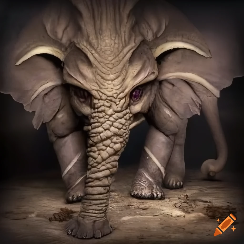 A fictional creature, elephant fused dragon