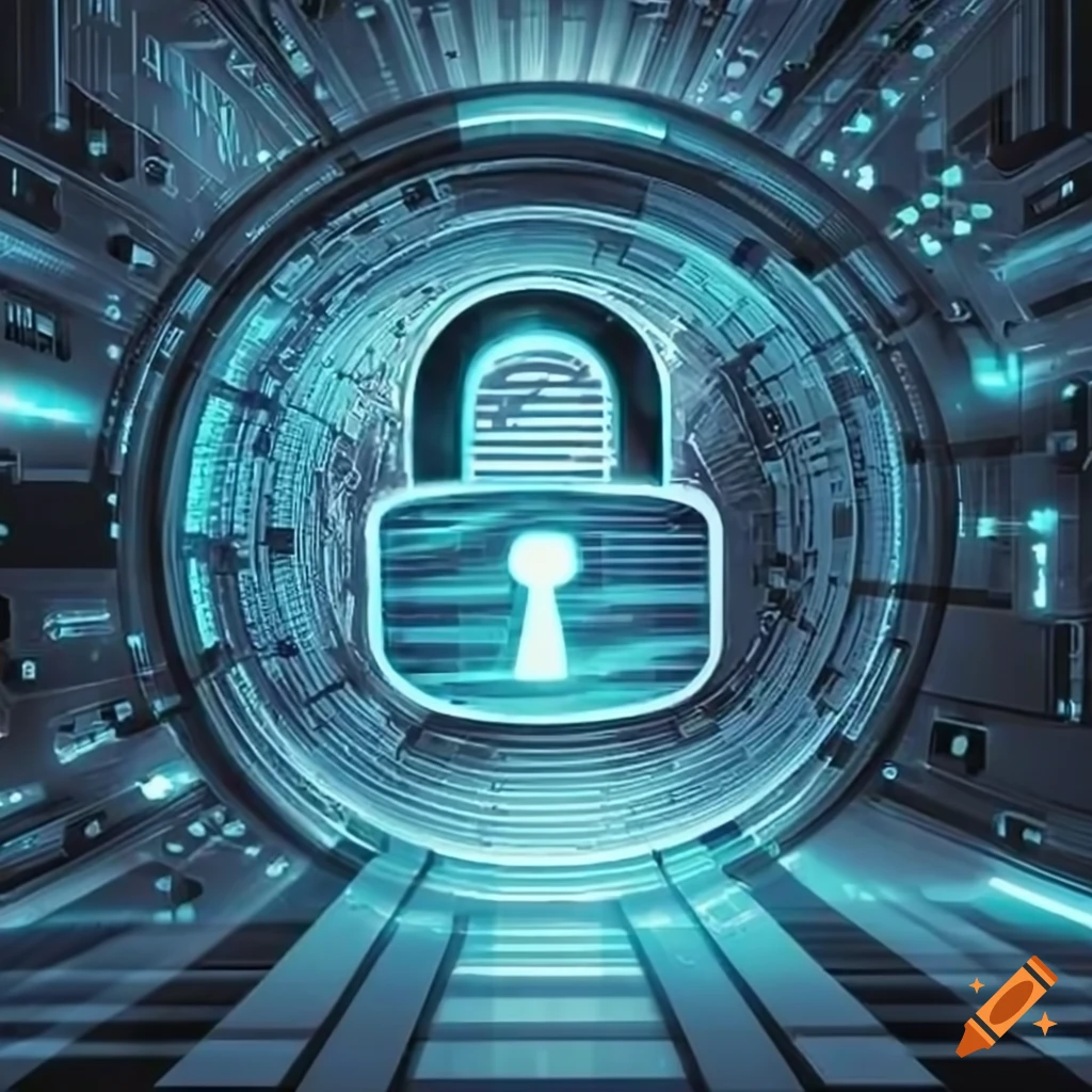 Cybersecurity with futuristic background on Craiyon
