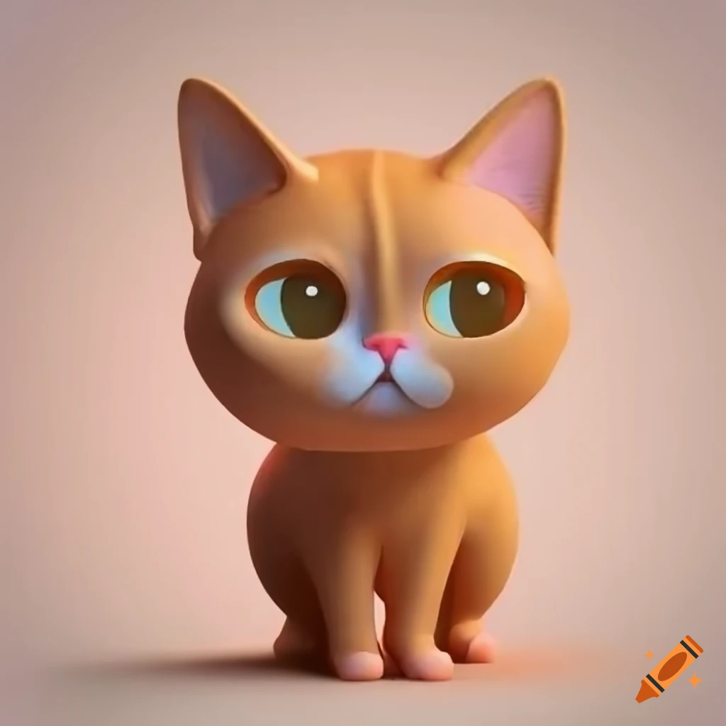 2d full body ginger cat made of shapes