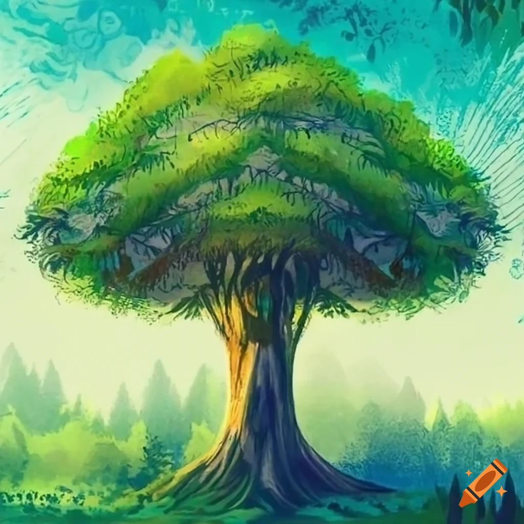 A group of árbol del tule trees in a forest