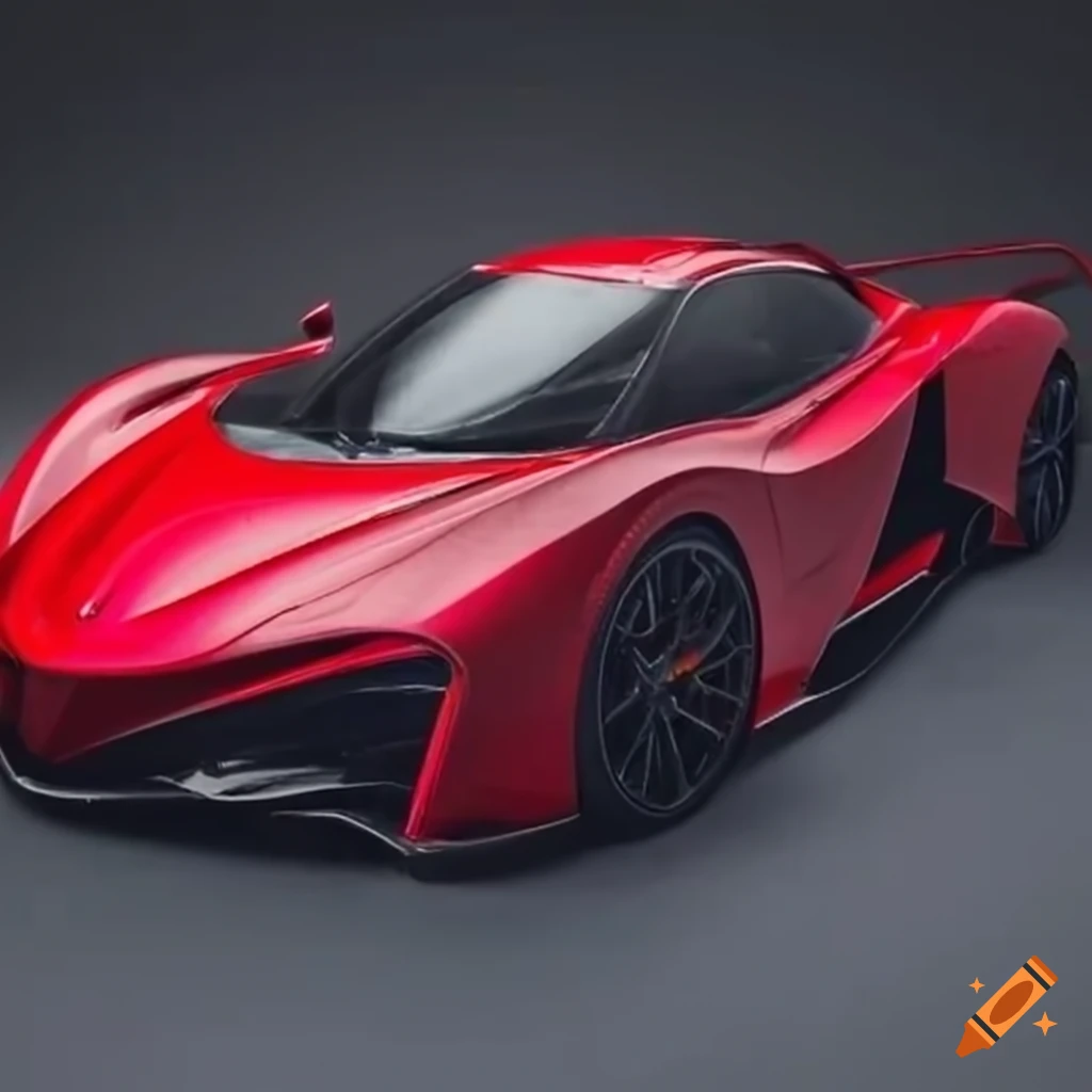 Exotic red hypercar with sharp edges and aerodynamic shaping on Craiyon