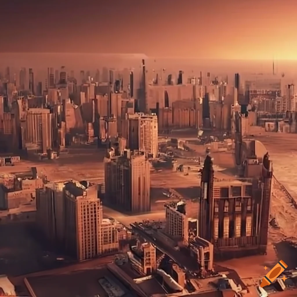 How an urban area will look like on Mars on Craiyon