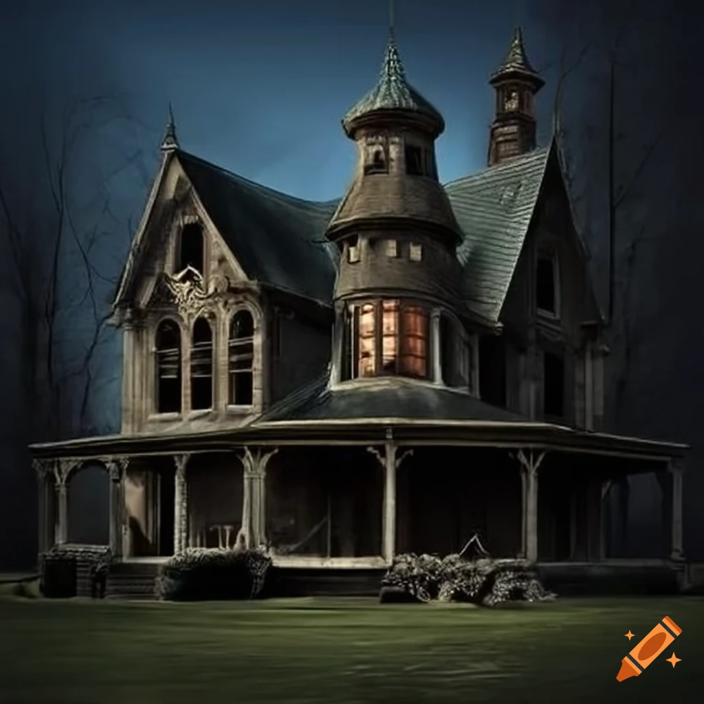 Spooky gothic house in american style