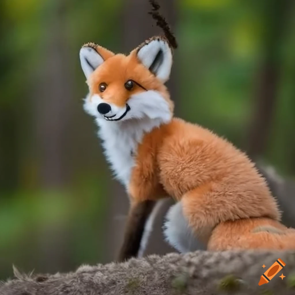 A plush fox snooping after interesting odors