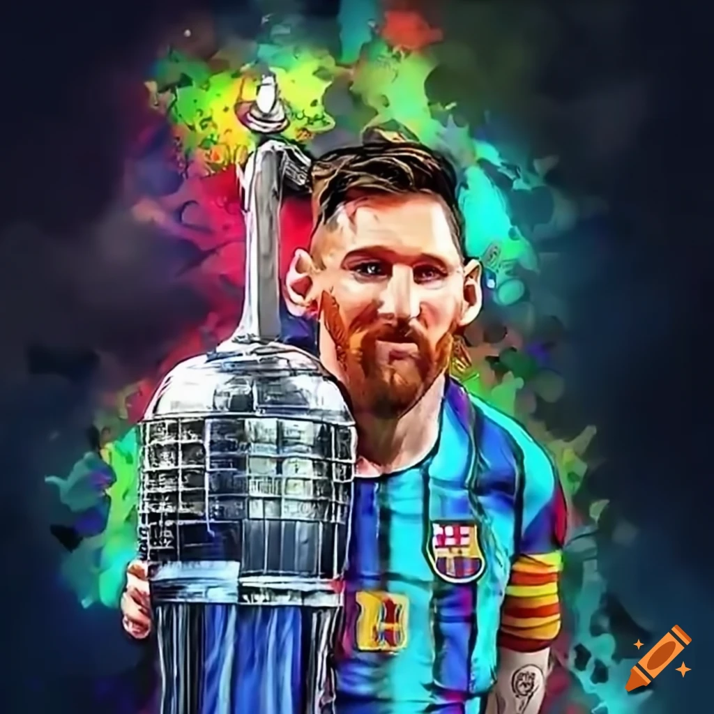 Messi winning the copa libertadores trophy on Craiyon