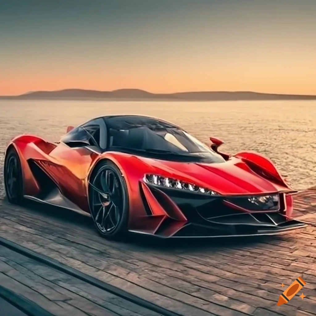 Exotic hypercar with sharp edges convertible low