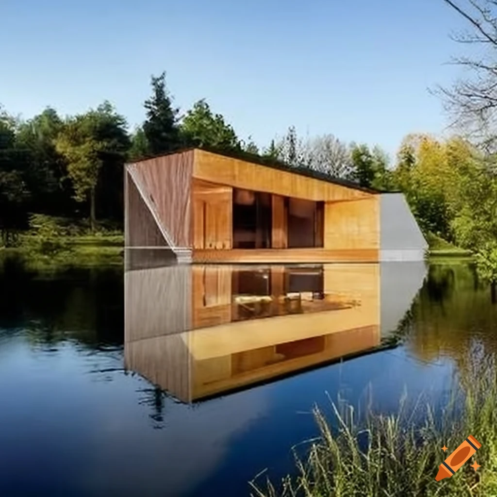 Small building inspired by a river
